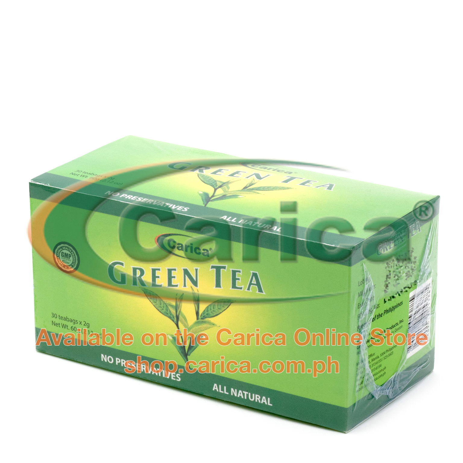 Green Tea (Camellia sinensis) – Box of 30 Tea bags – Carica Herbal ...